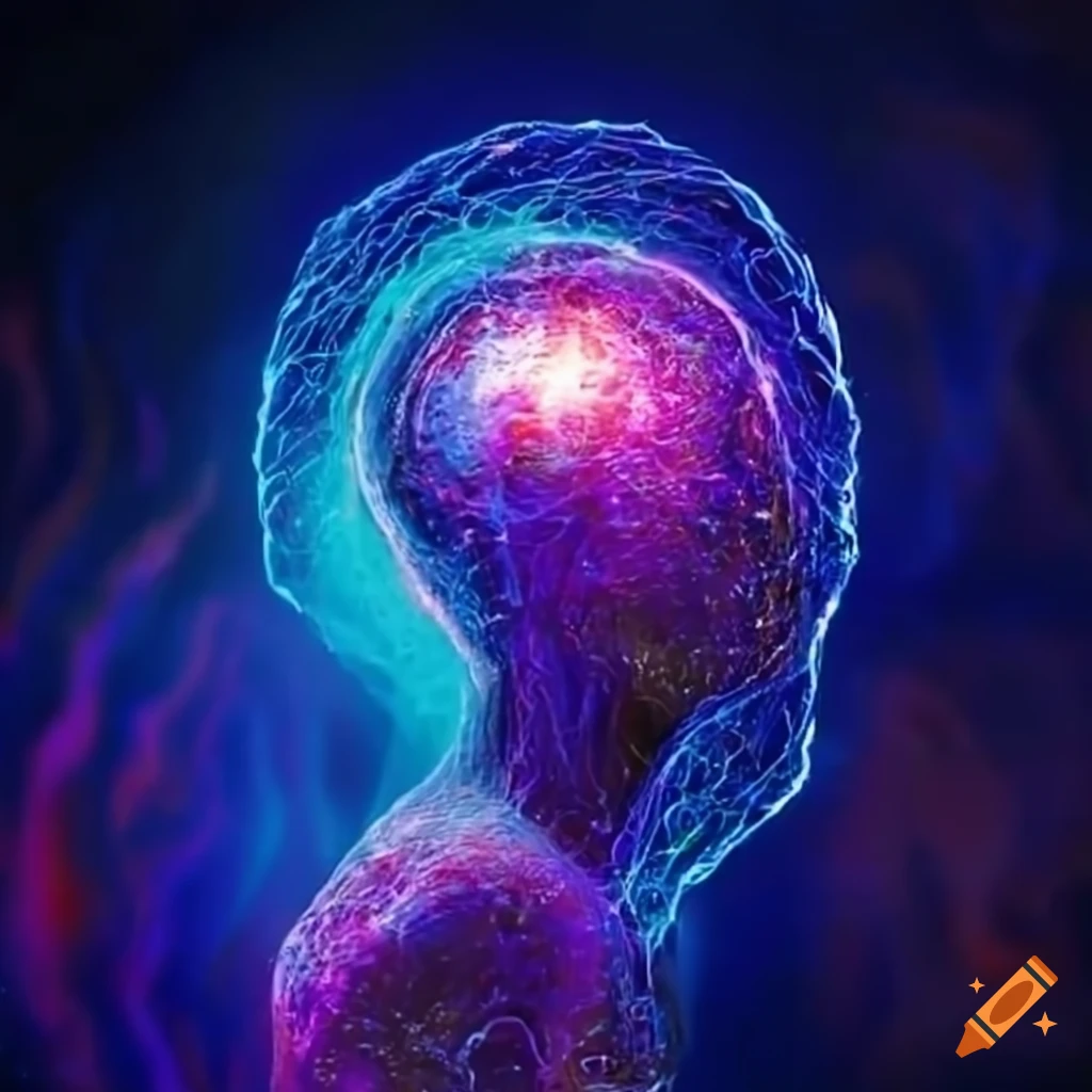 Abstract representation of human energy and particles in vacuum on Craiyon