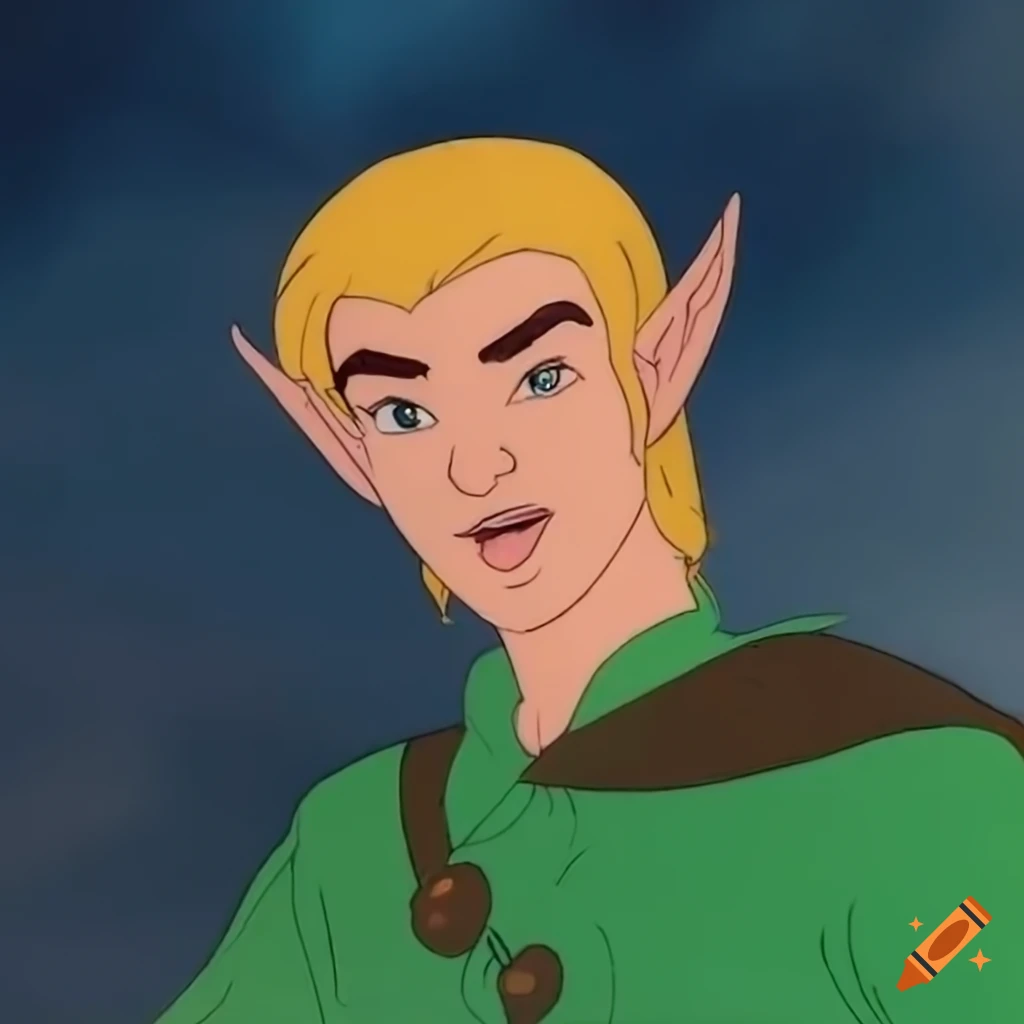 Close-up portrait of a handsome male elf rogue in a green tunic from ...