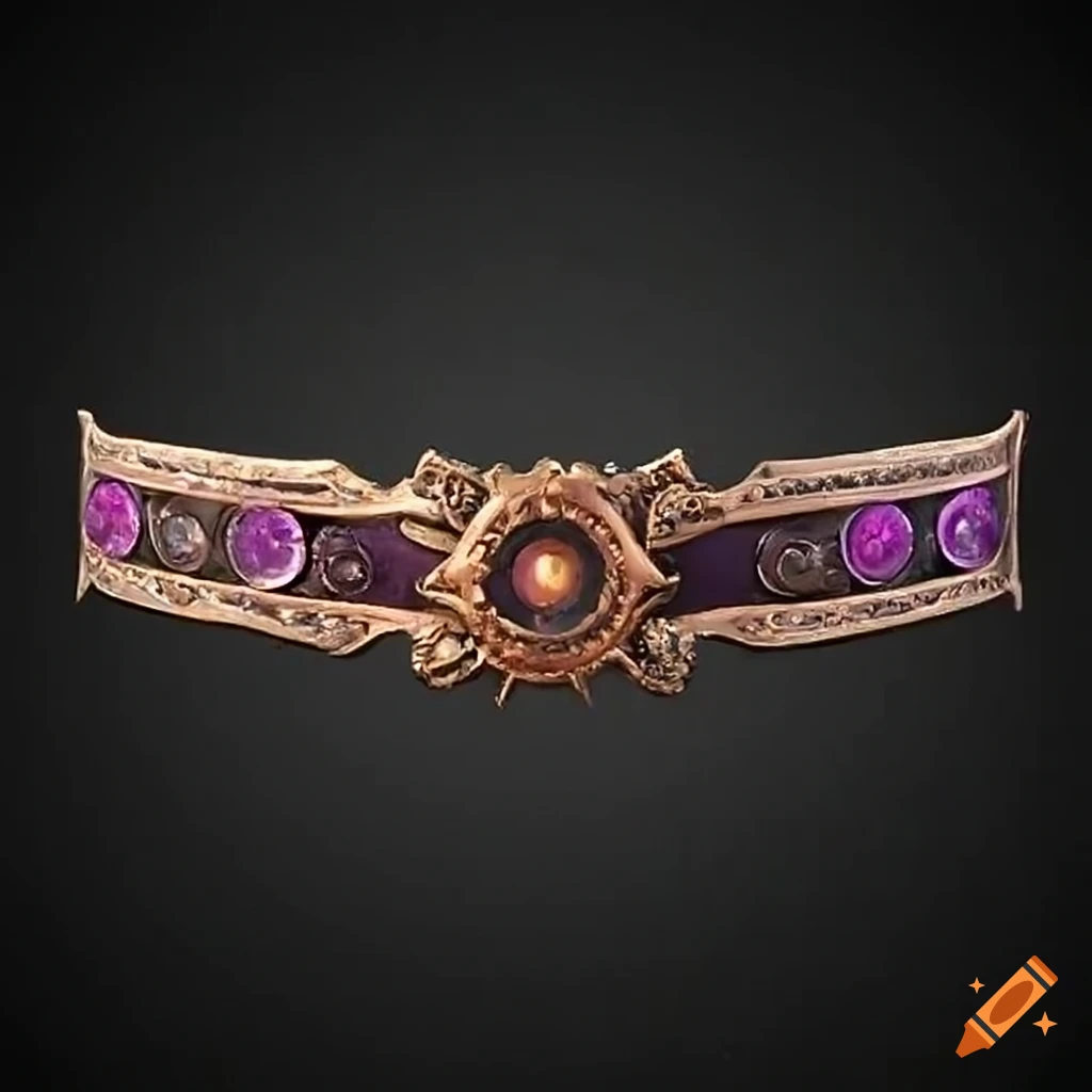 Front view of a adorned magic war belt on Craiyon