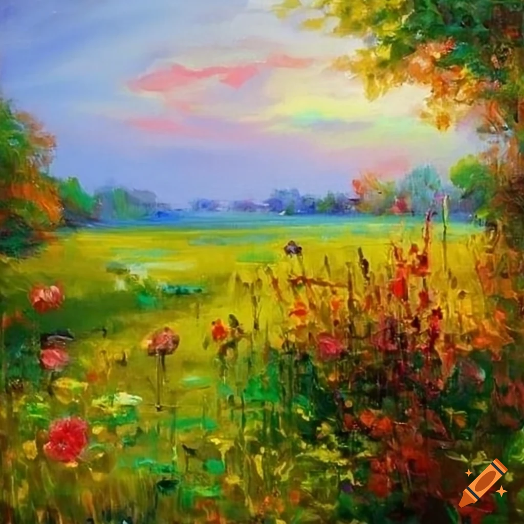 Meadows oil painting on Craiyon