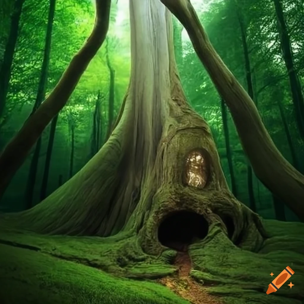 Enchanting world inside a tree on Craiyon