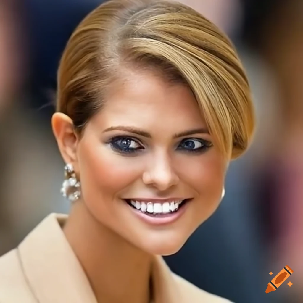 Princess with very short hair looking happy on Craiyon