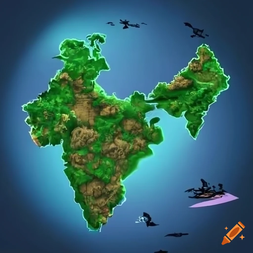 Fantasy city between India and China with a realistic map design on Craiyon