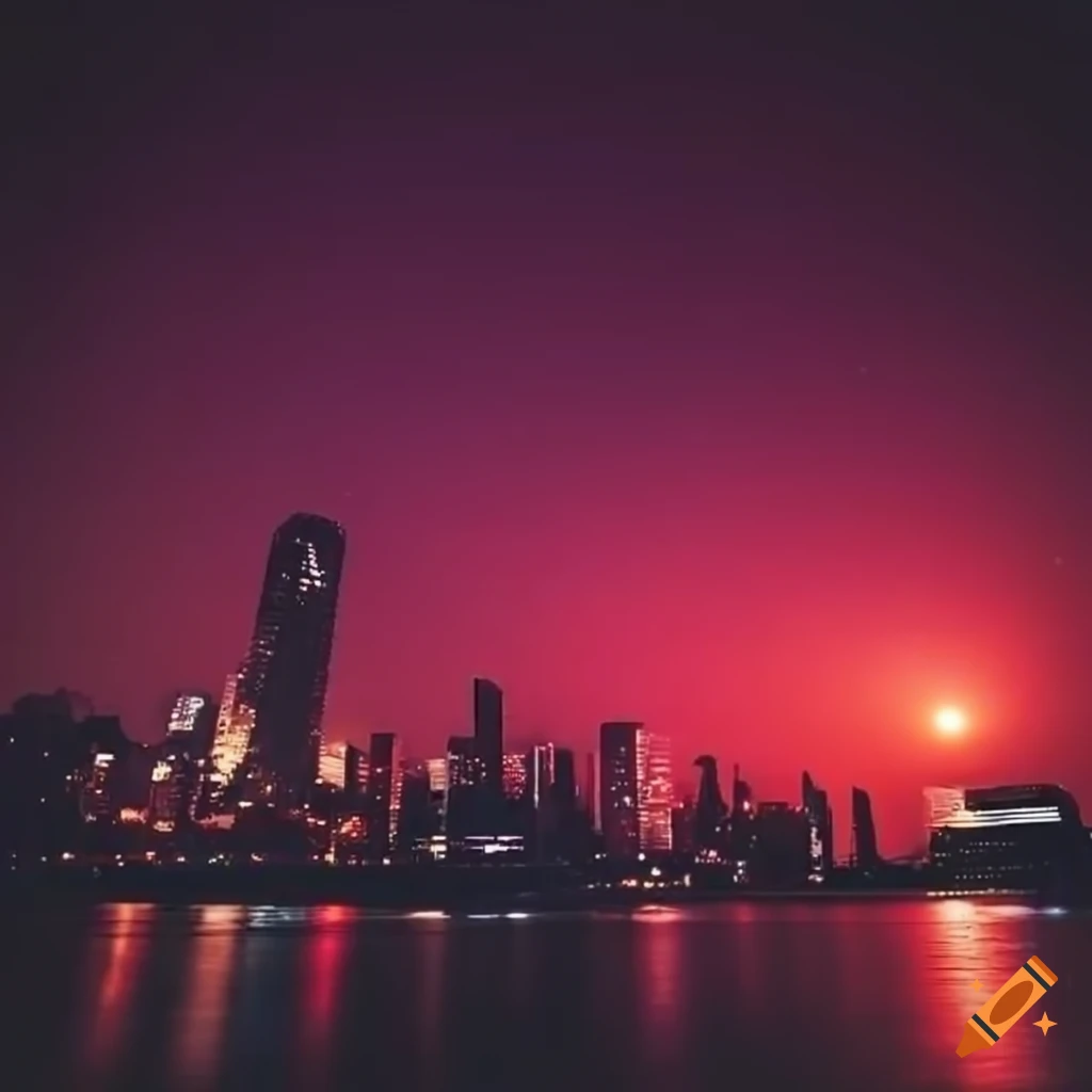 Futuristic city with two setting suns in a galaxy background on Craiyon