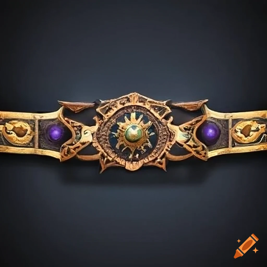 Adorned magic war belt front view on Craiyon