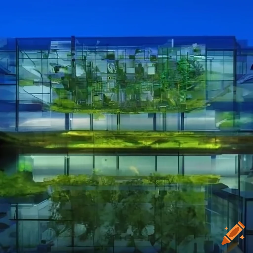 Futuristic headquarters of memoriatech, a high-tech memory preservation ...