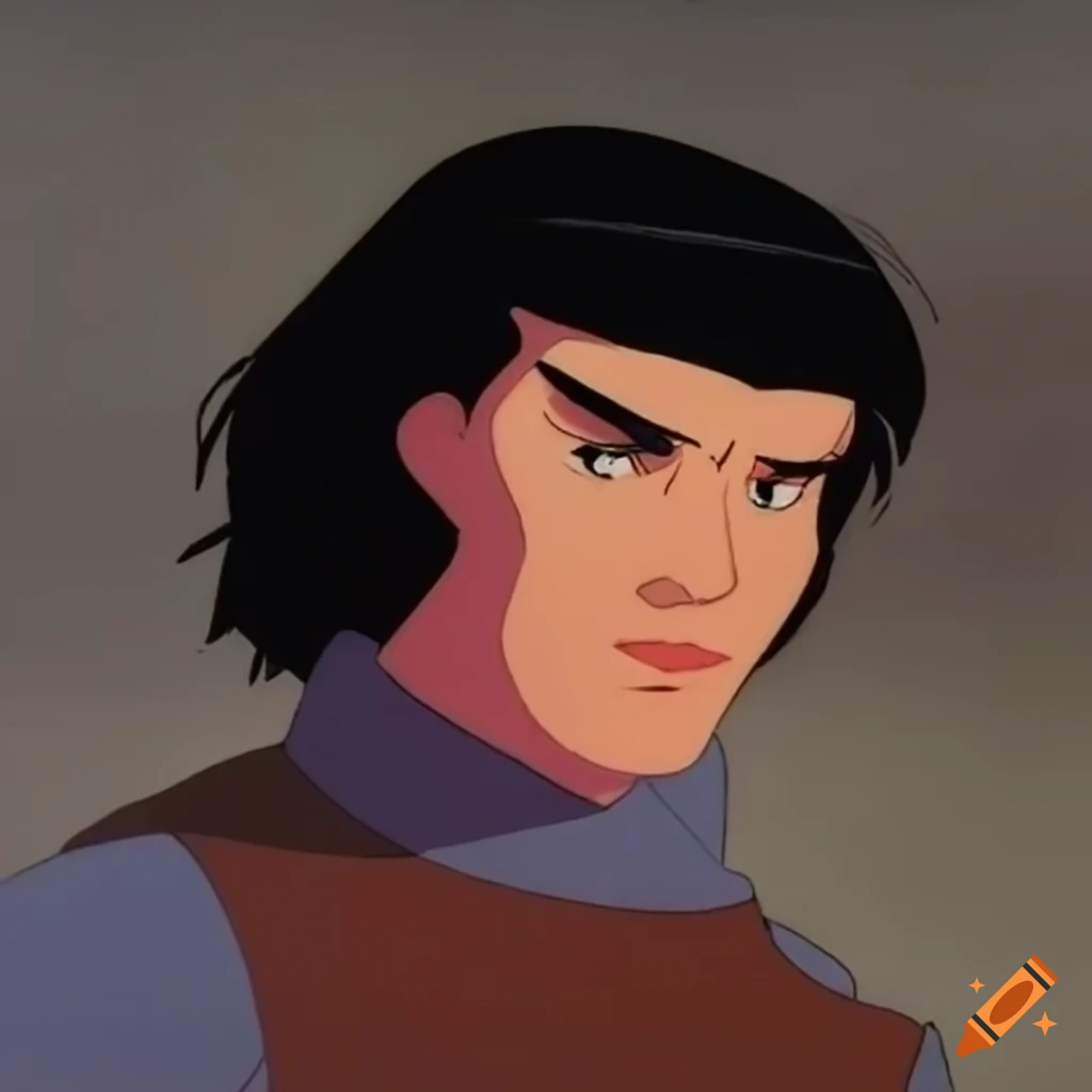 Handsome medieval rogue character in disney cel animation style on Craiyon