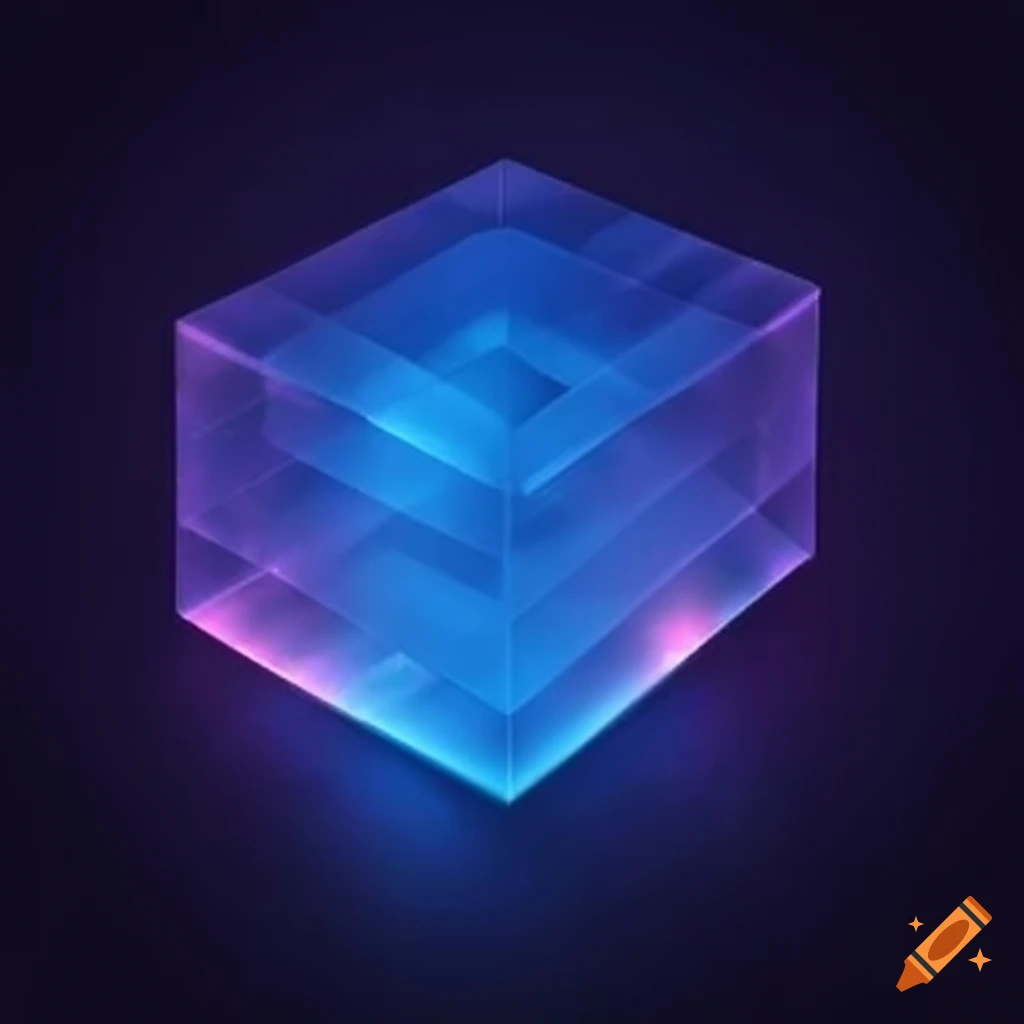 Glowing transparent square energy block on Craiyon