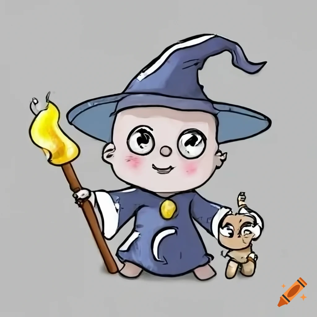 Cartoon baby wizard character on Craiyon