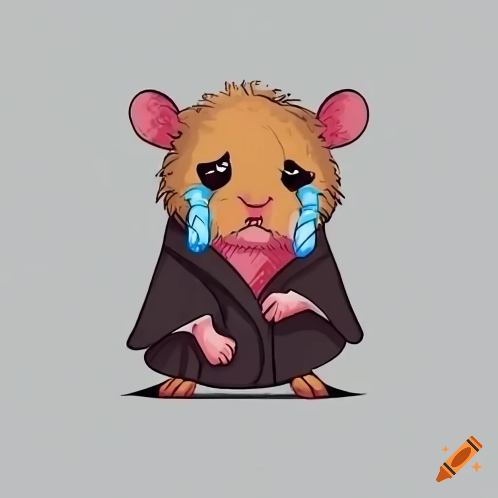 Crying hamster in a dark robe on Craiyon
