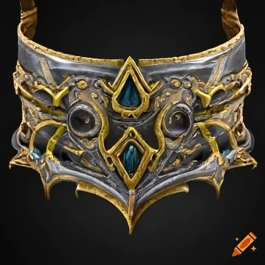 Front view of a decorated magic war belt on Craiyon