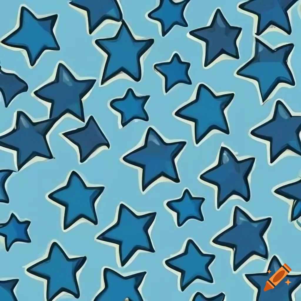 Colorful blue cartoon star pattern on Craiyon