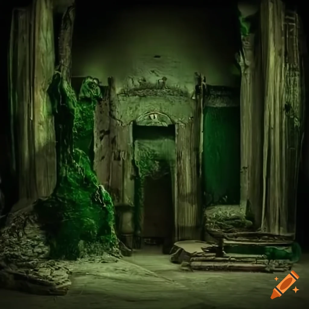 Green dystopian fallen kingdom on Craiyon