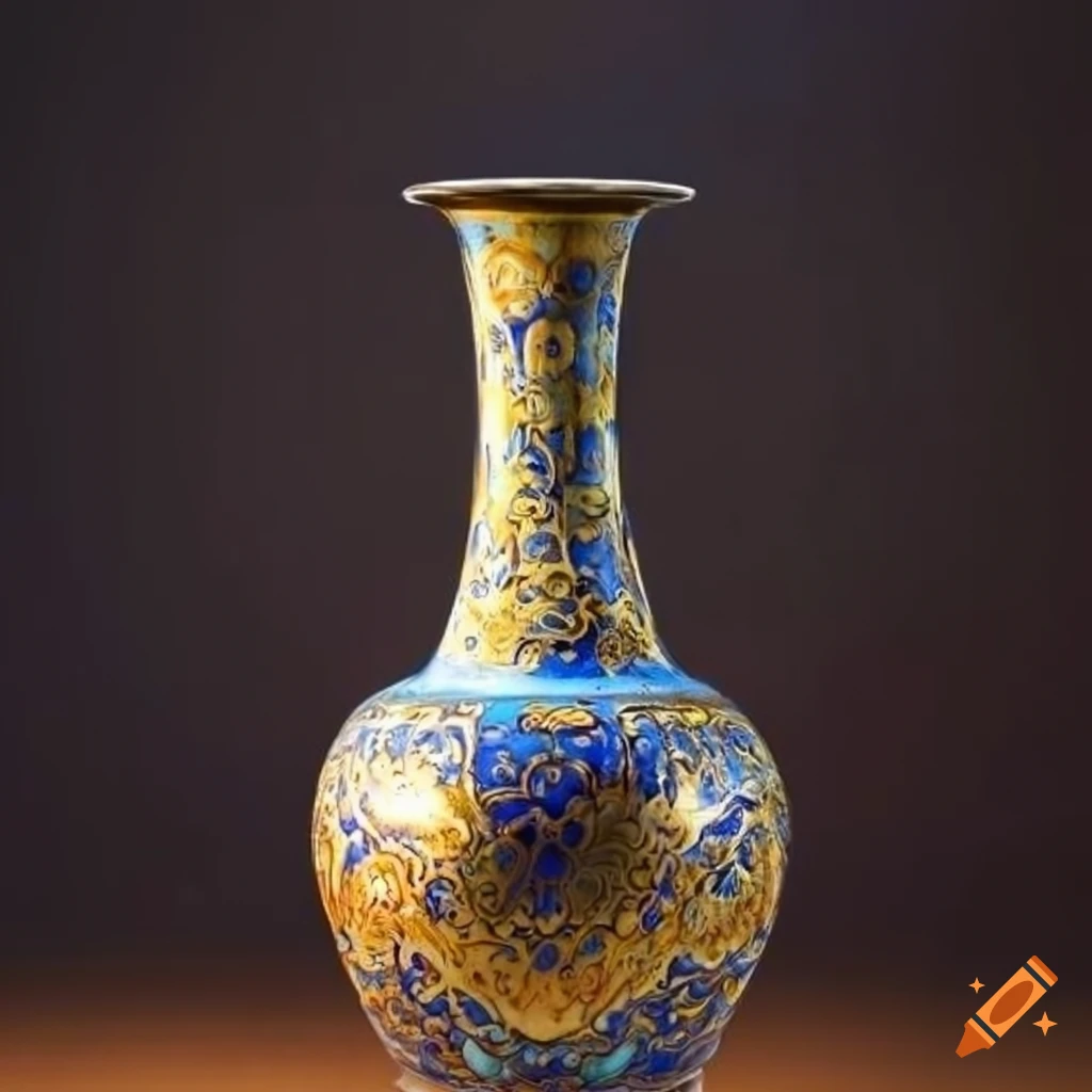 Antique Chinese vase with intricate mandala patterns in blue and gold ...