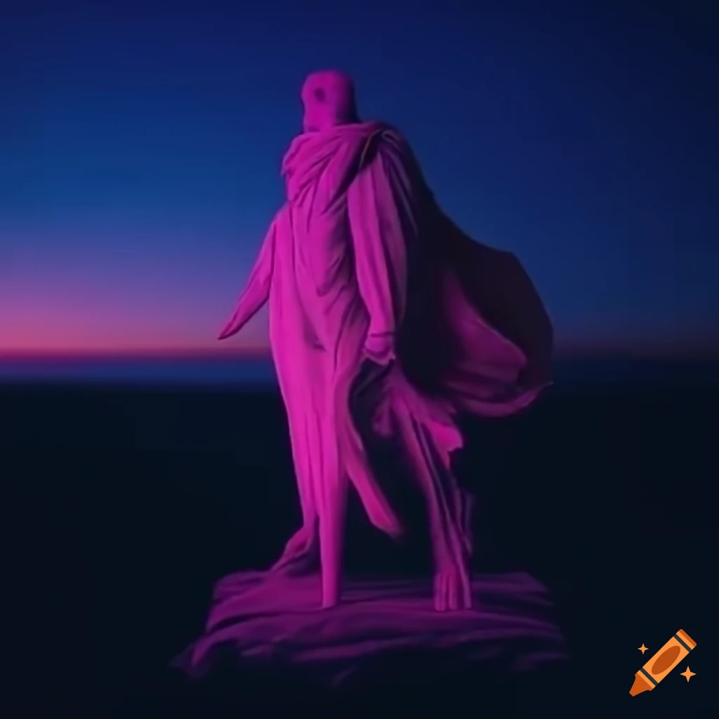 Statue in vaporwave style for a cover design on Craiyon