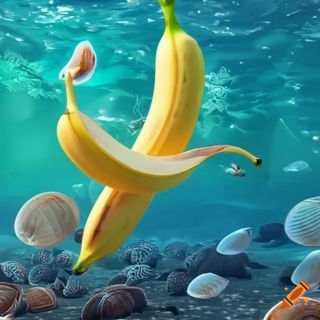 Animated banana advising clams in a lively sea scene on Craiyon