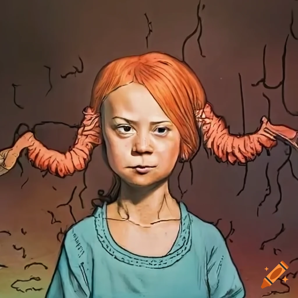 Gretha thunberg portrayed as pippi longstocking by moebius in high ...