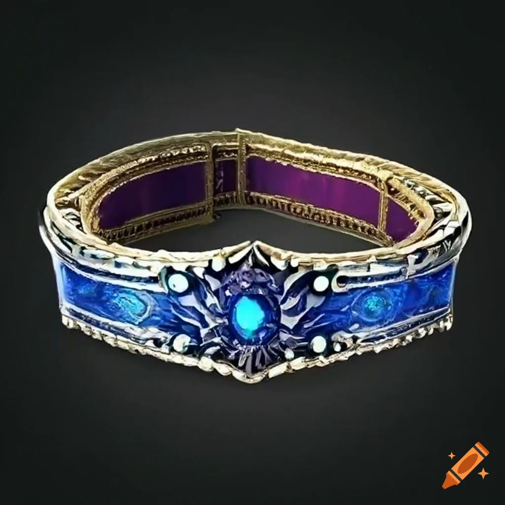 Adorned magic shiny war belt from the front view on Craiyon