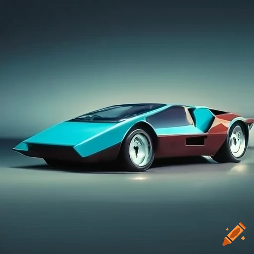 1980s wedge shape supercar prototype on Craiyon