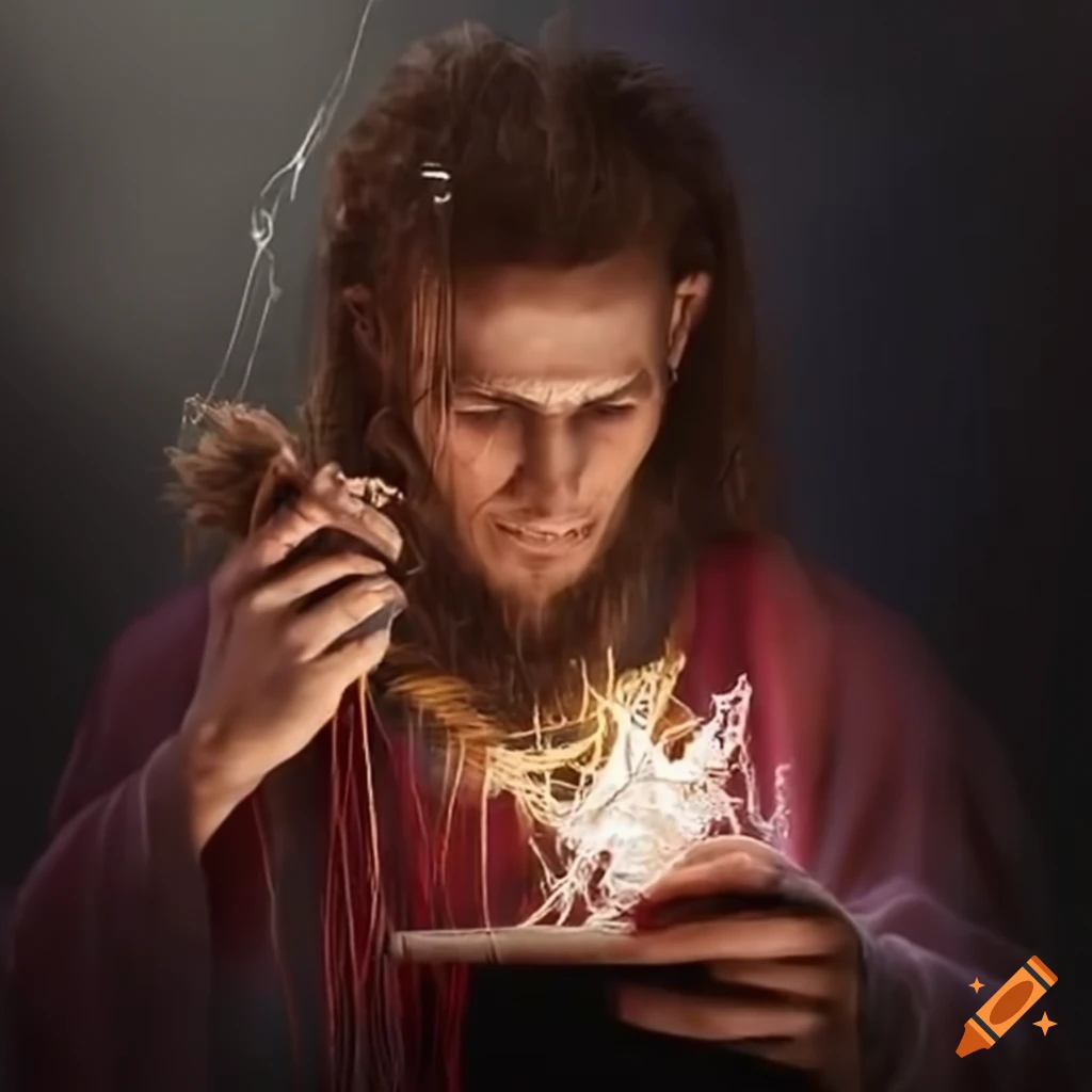 Man using magic to weave on Craiyon