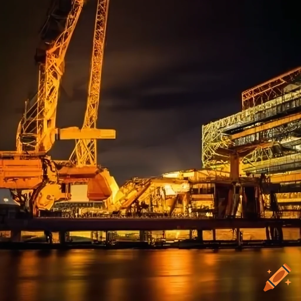 Scene of heavy machinery building structures on Craiyon