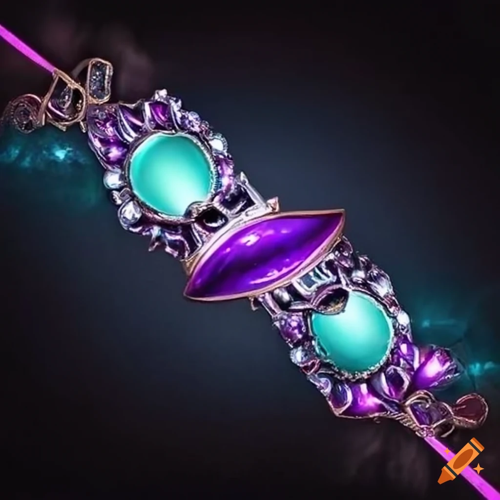 Adorned magic shiny war belt from the front view on Craiyon