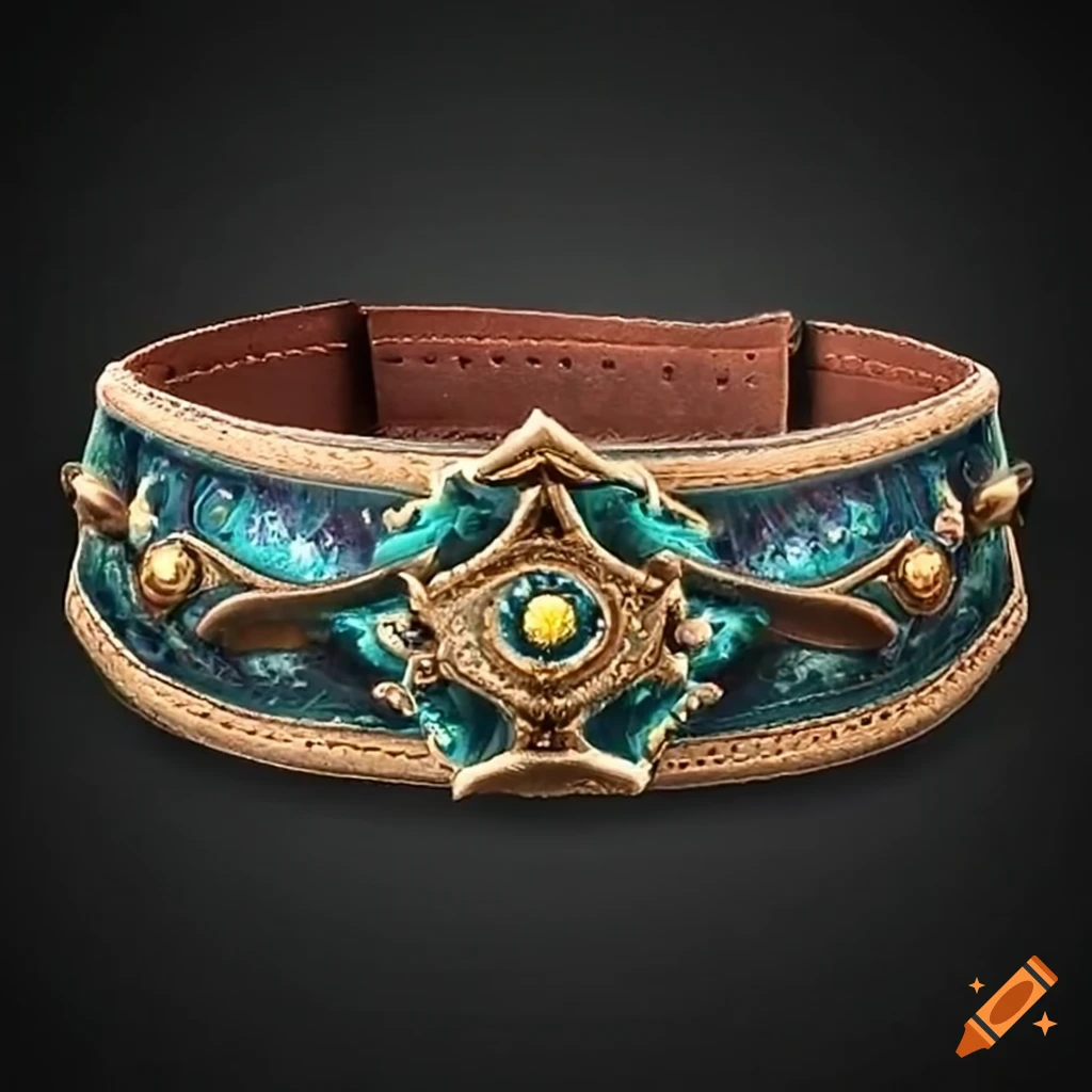 Front view of an adorned magic war belt on Craiyon