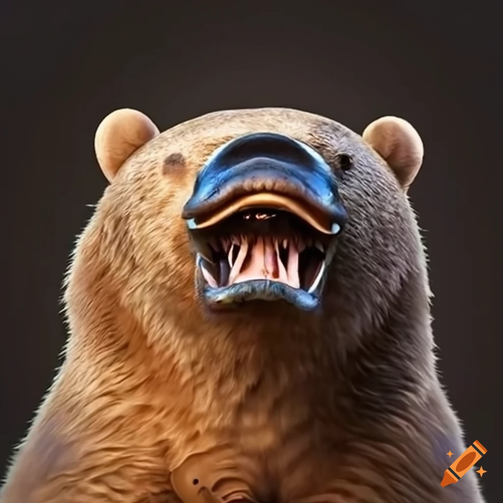 Bear-bodied animal with a platypus face on Craiyon