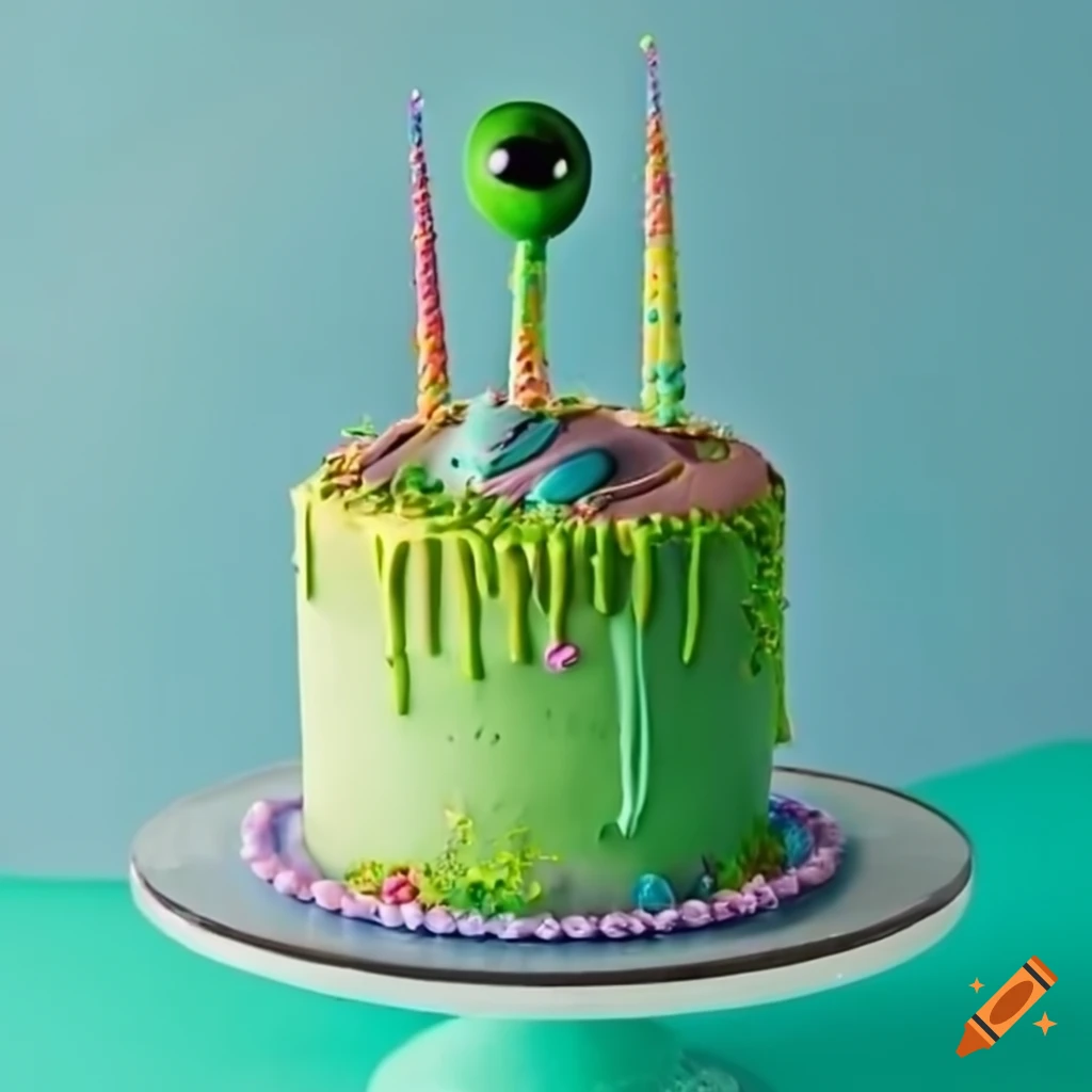 Alien birthday cake on Craiyon