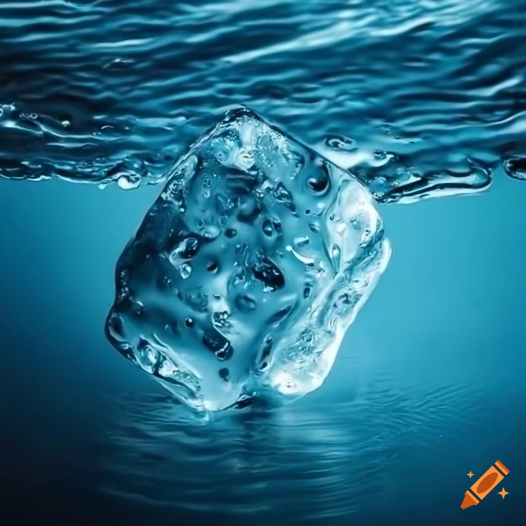 Ice cubes submerged underwater in high definition on Craiyon