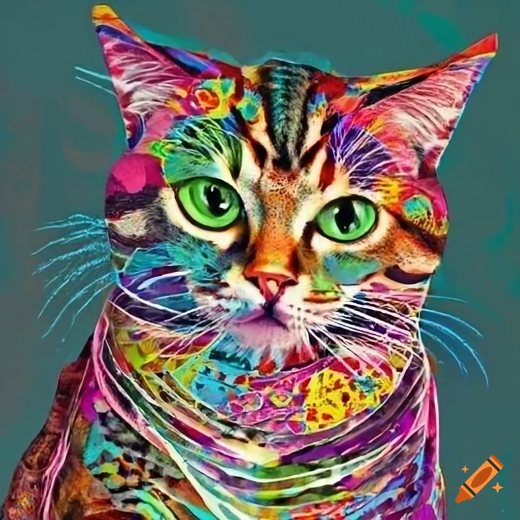 Funky collage cat on Craiyon