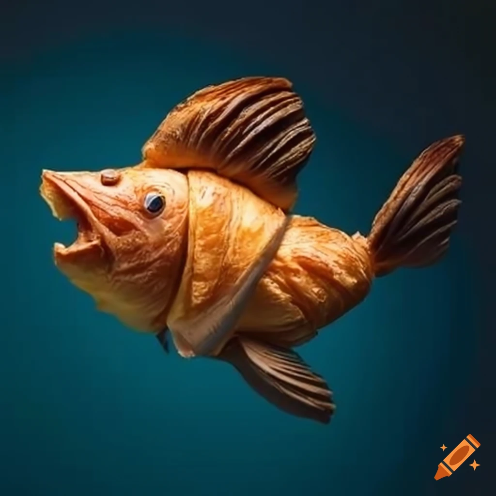 Croissant fish sculpture on Craiyon