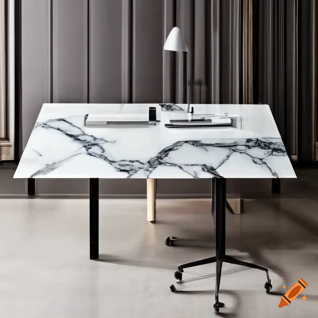 Modern office table made of marble on Craiyon