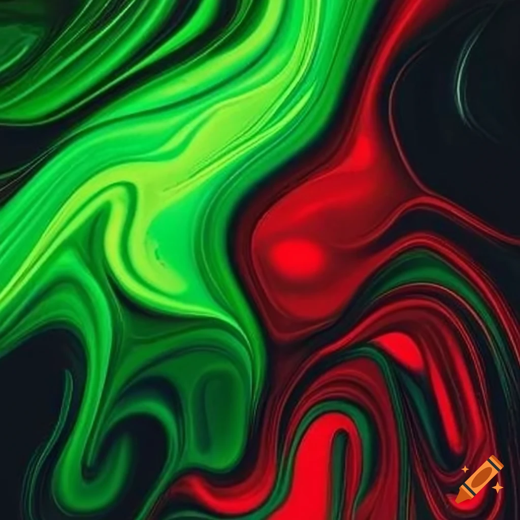 Abstract painting in red, white, green, and black colors on Craiyon