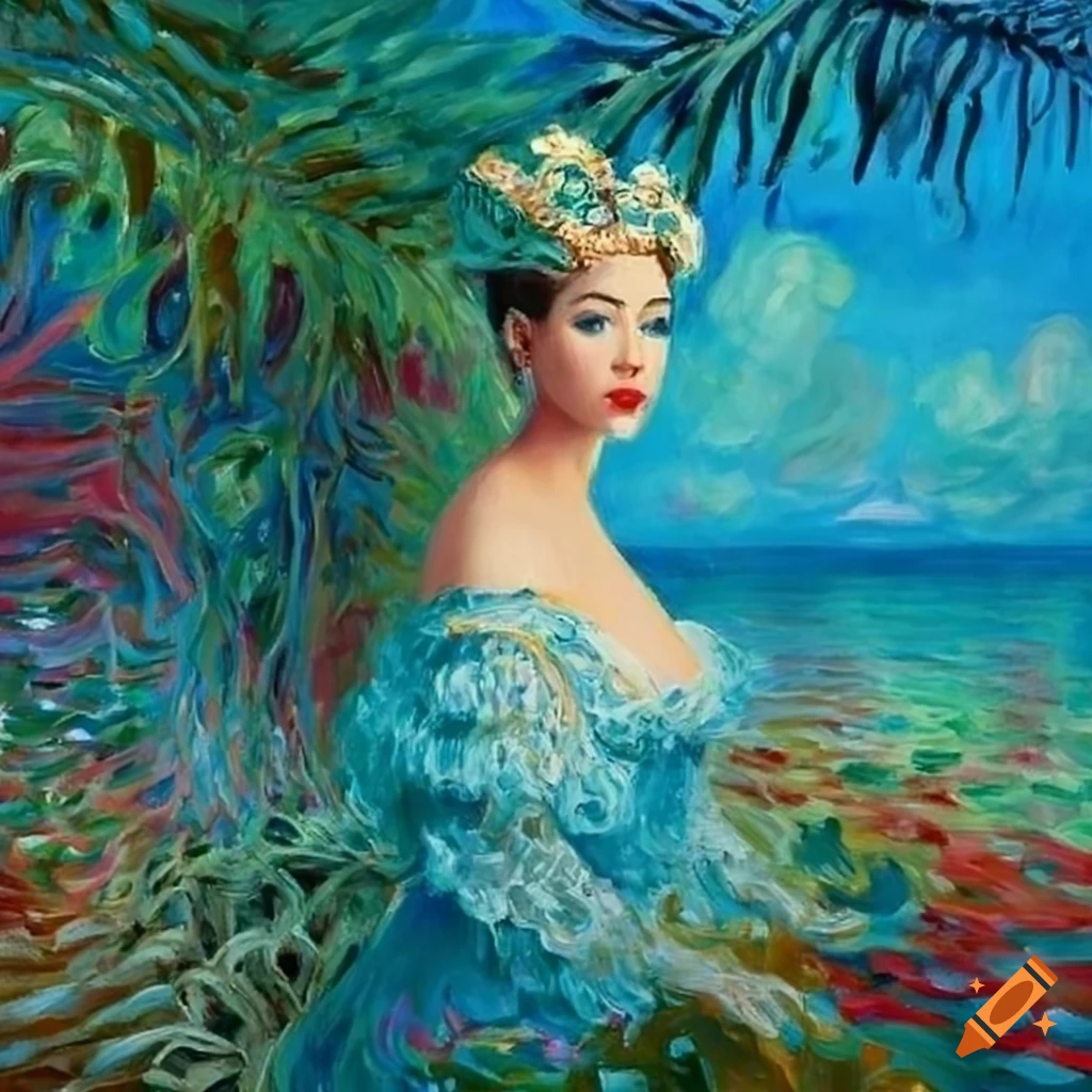 Caribbean queen inspired by claude monet's style on Craiyon