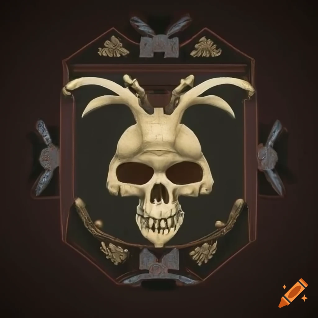 Stylized military insignia with an armored, skull-headed bug on Craiyon