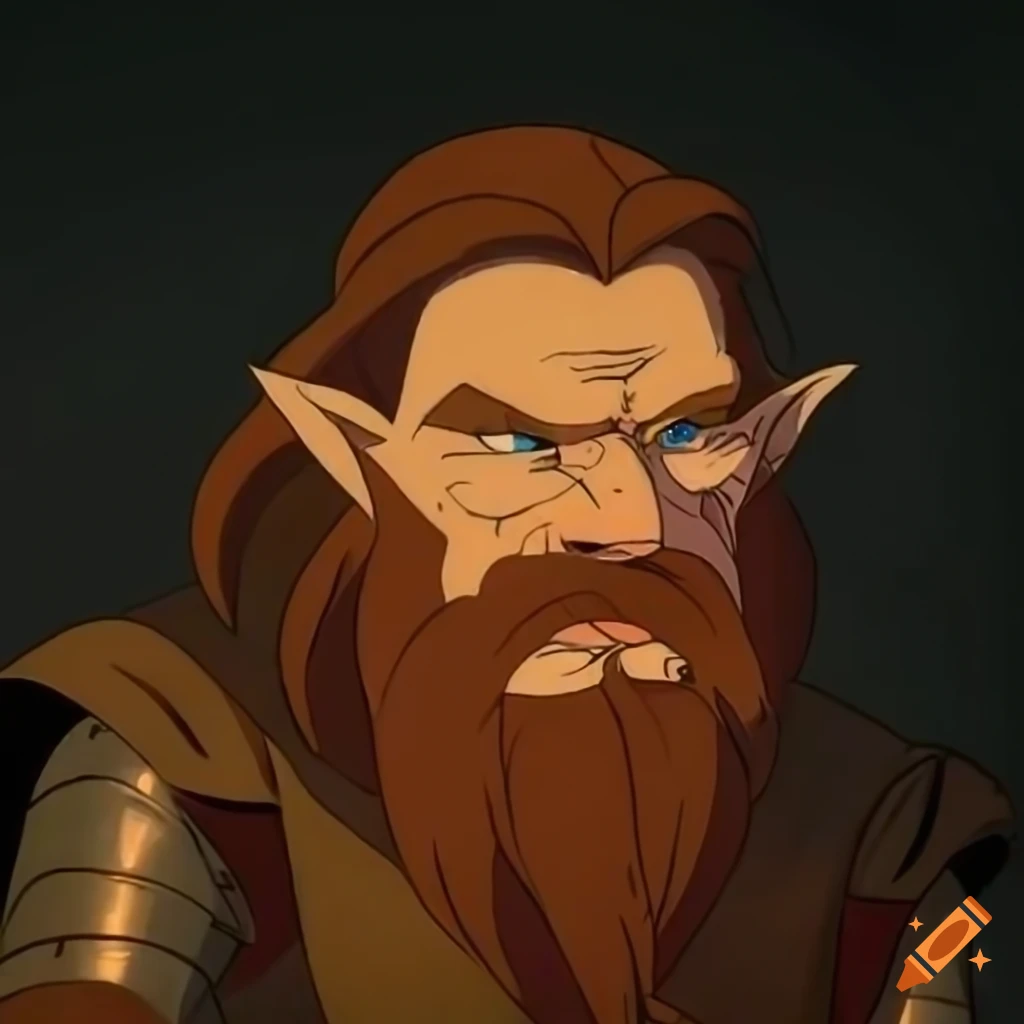 Close-up portrait of a stern halfling in medieval armor in classic ...