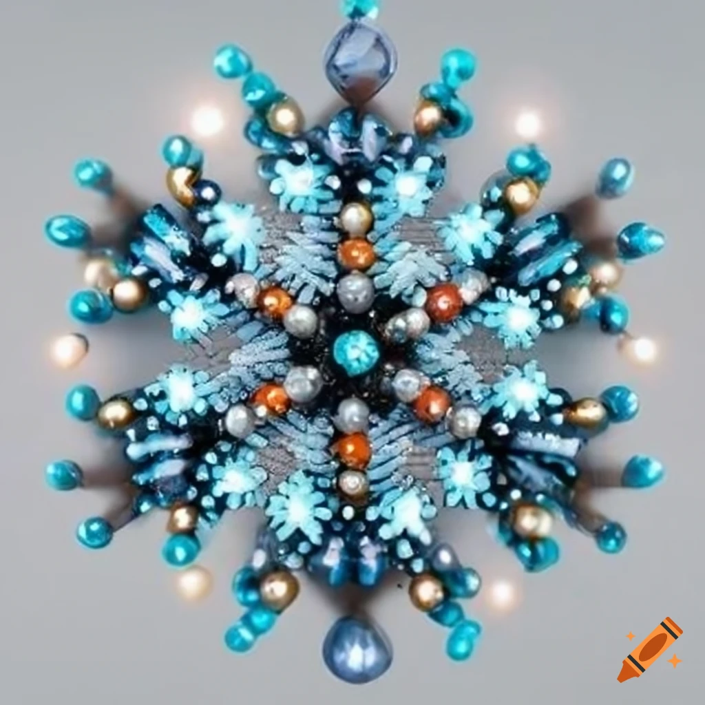 Snowflake indigenous beading pearls with 6 sides on Craiyon