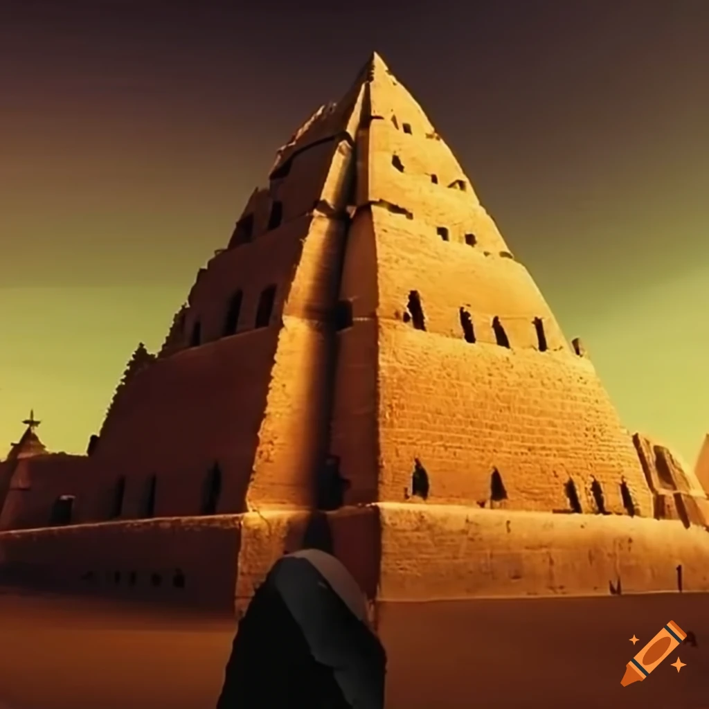 Pyramid and mosque in mali landscape on Craiyon