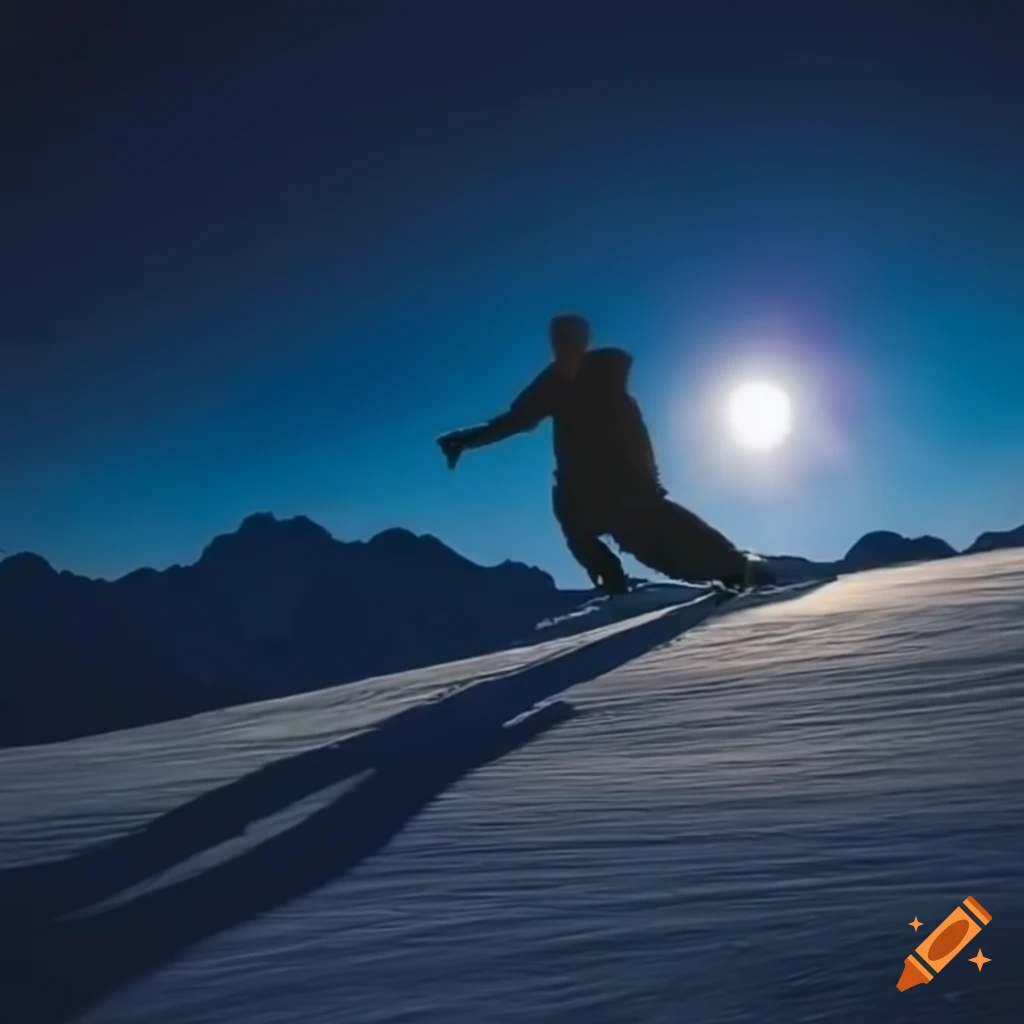 Shadow of a skier on a mountain slope on Craiyon
