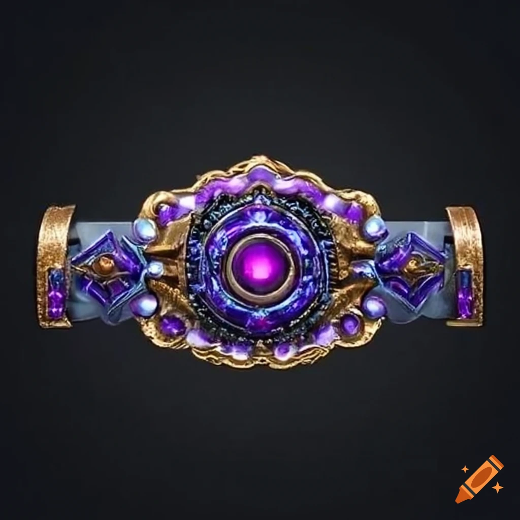 Adorned shiny war belt from the front view on Craiyon