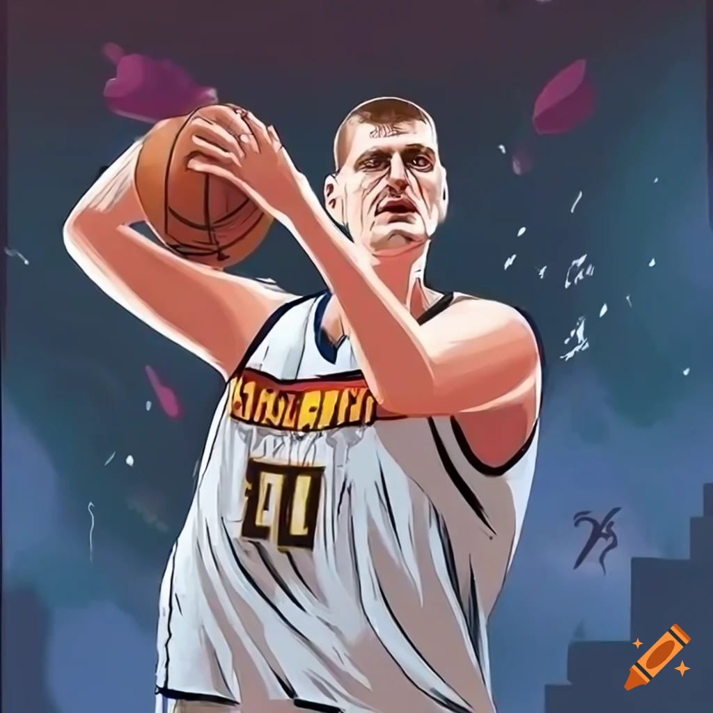 Humorous illustration of NBA superstar Nikola Jokic passing a ...