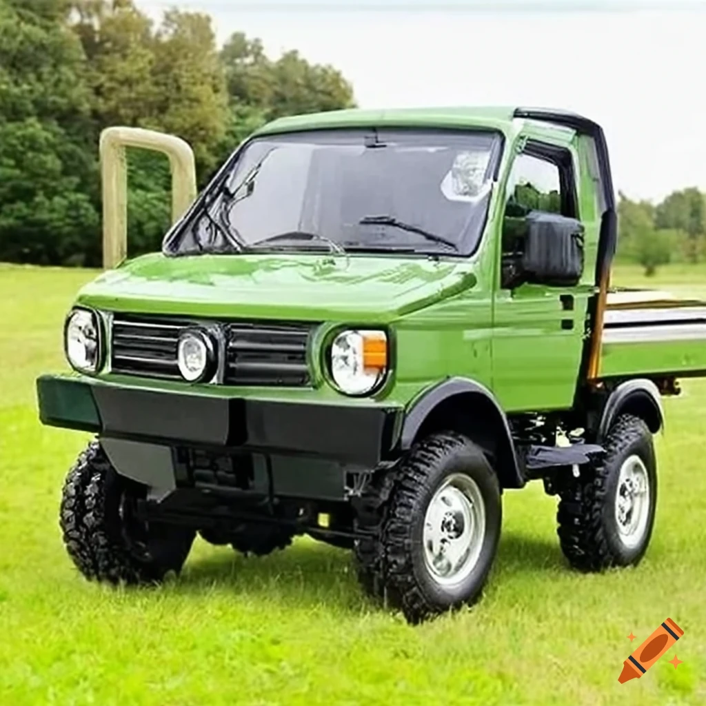 Mini agricultural truck with short nose design and 4-wheel drive on Craiyon