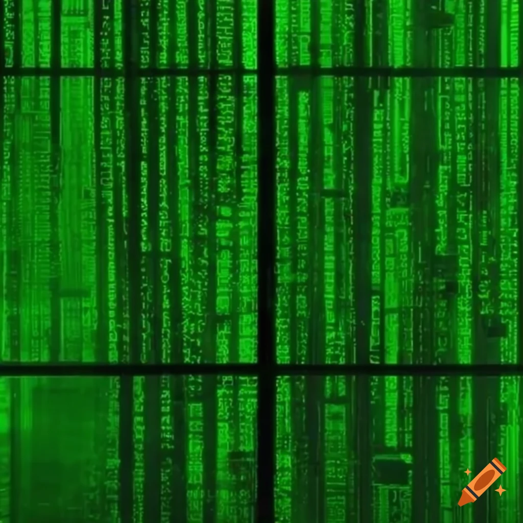 Green screen with a matrix movie style on Craiyon