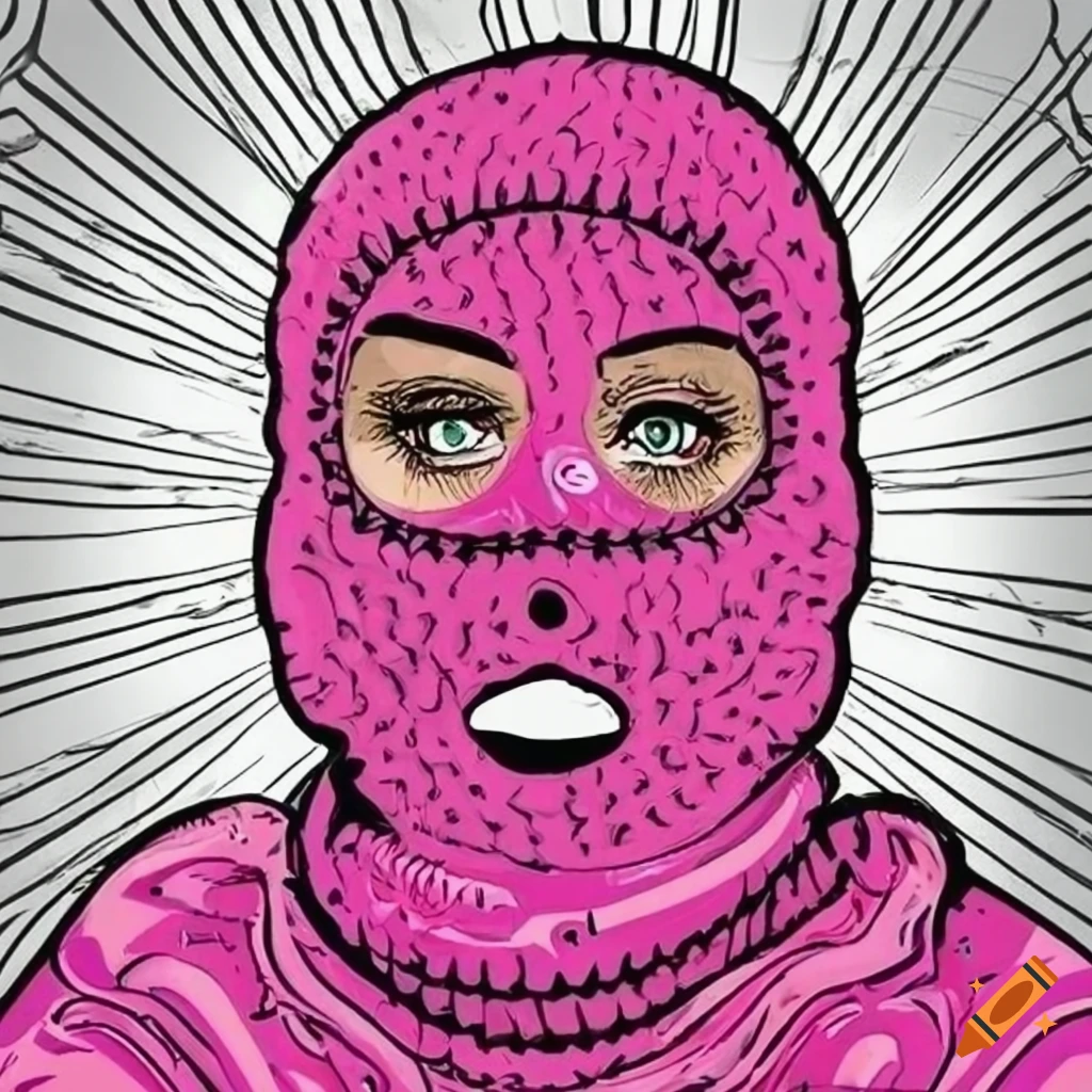 Girl wearing a pink ski mask on Craiyon