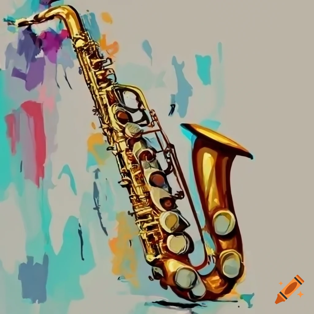 Painting of a jazz artist playing a saxophone on Craiyon