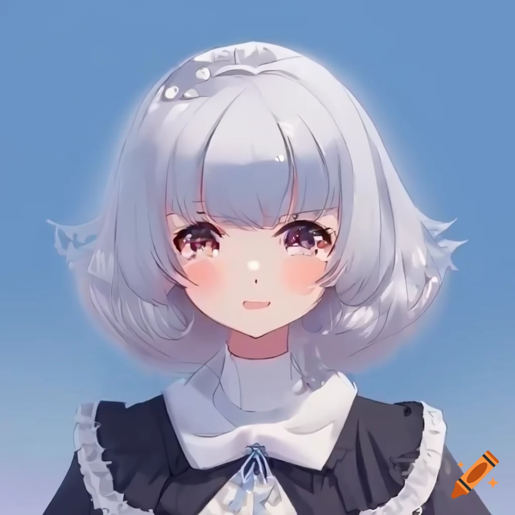 Vtube character with ice-themed lolita anime style on Craiyon