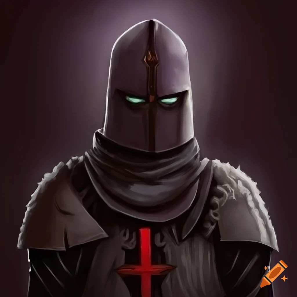 Cartoon sci-fi dark gothic templar character on Craiyon