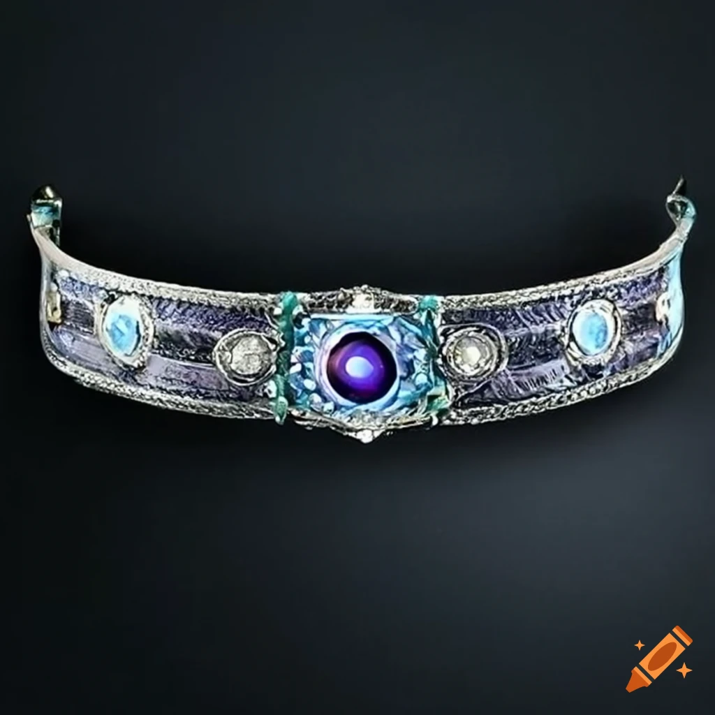 Adorned magic shiny war belt from the front on Craiyon