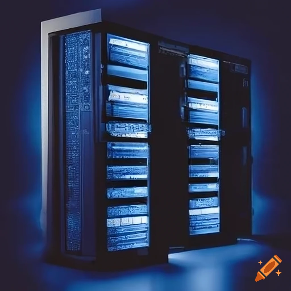 Network rack with 3 servers on Craiyon